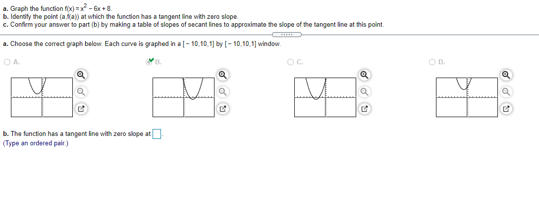Solved For the following function, make a table of slopes of | Chegg.com