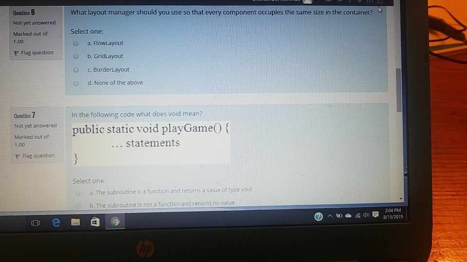 Solved What layout manager should you use so that every | Chegg.com