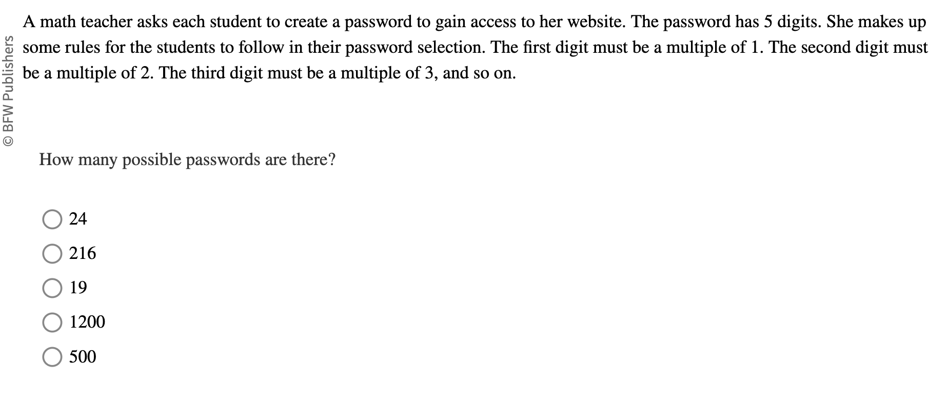 Solved A math teacher asks each student to create a password | Chegg.com