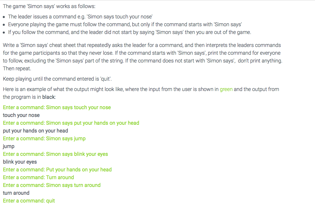 Solved The game 'Simon says' works as follows: • The leader | Chegg.com
