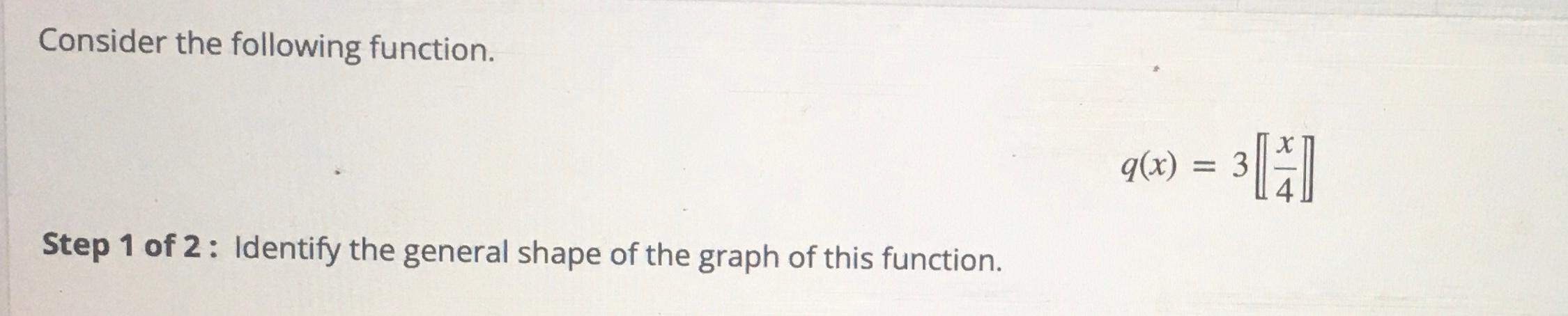 Solved Consider the following function. q(x)=3[[4x]] Step 1 | Chegg.com