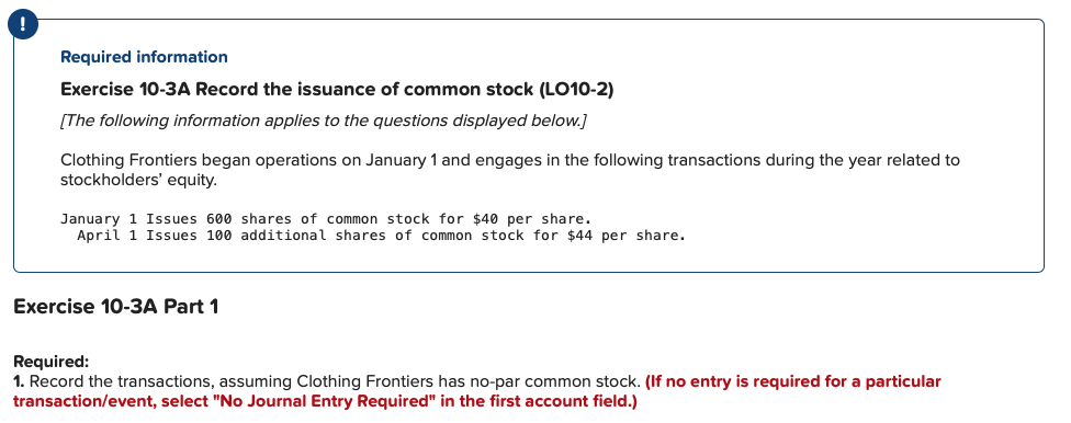 Solved Required information Exercise 10-3A Record the | Chegg.com
