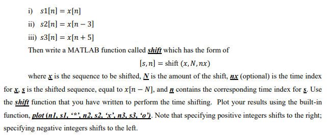Solved 1. Shifting and Reversing Sequences. Discrete time | Chegg.com