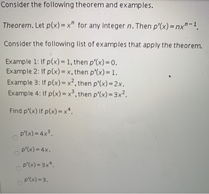 Solved Consider the following theorem and examples. Theorem. | Chegg.com