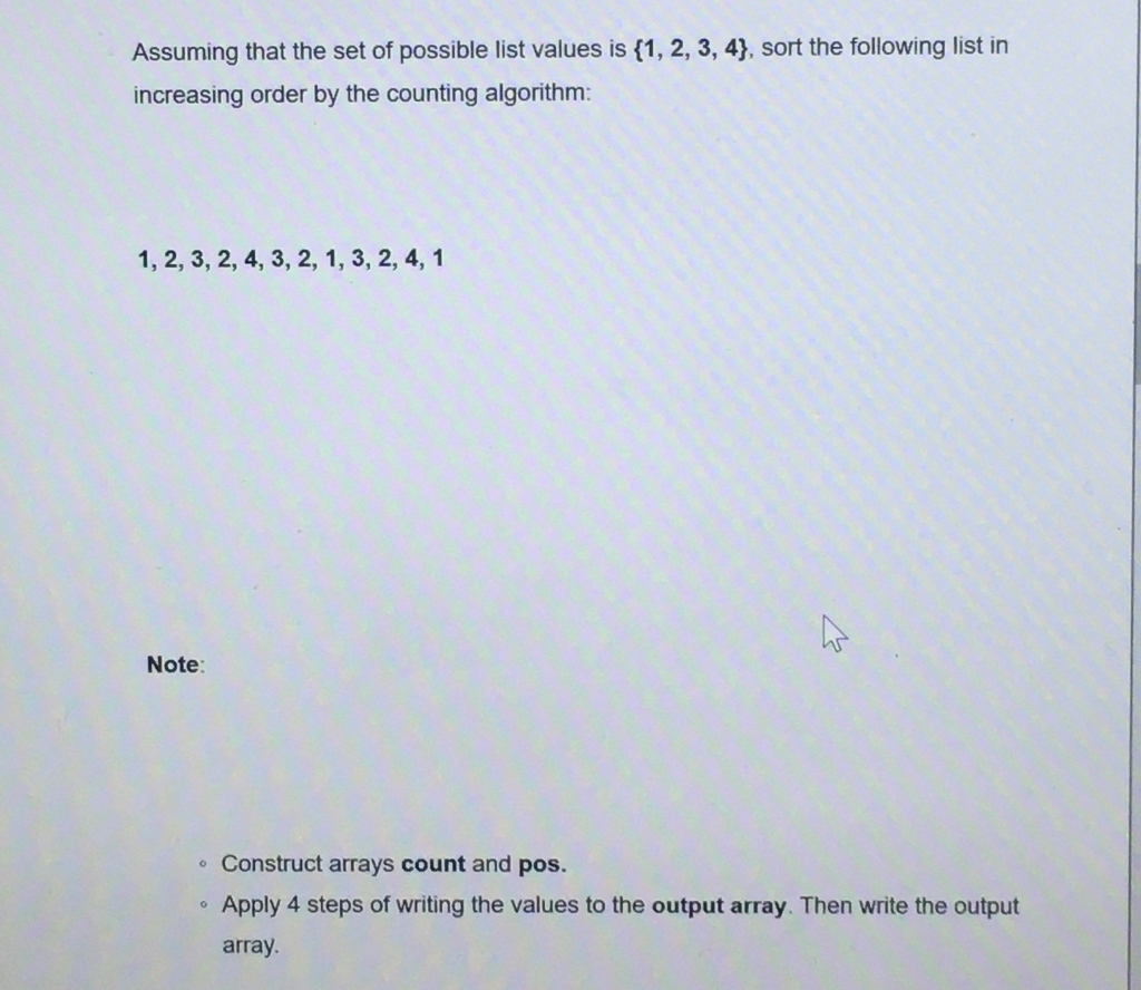 Solved Assuming that the set of possible list values is {1, | Chegg.com