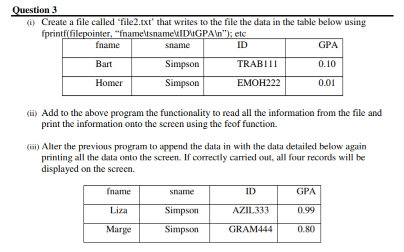 Solved Question 3 (i) Create a file called 'file2.txt' that | Chegg.com