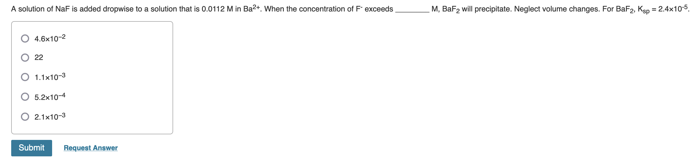 Solved A solution of NaF is added dropwise to a solution | Chegg.com