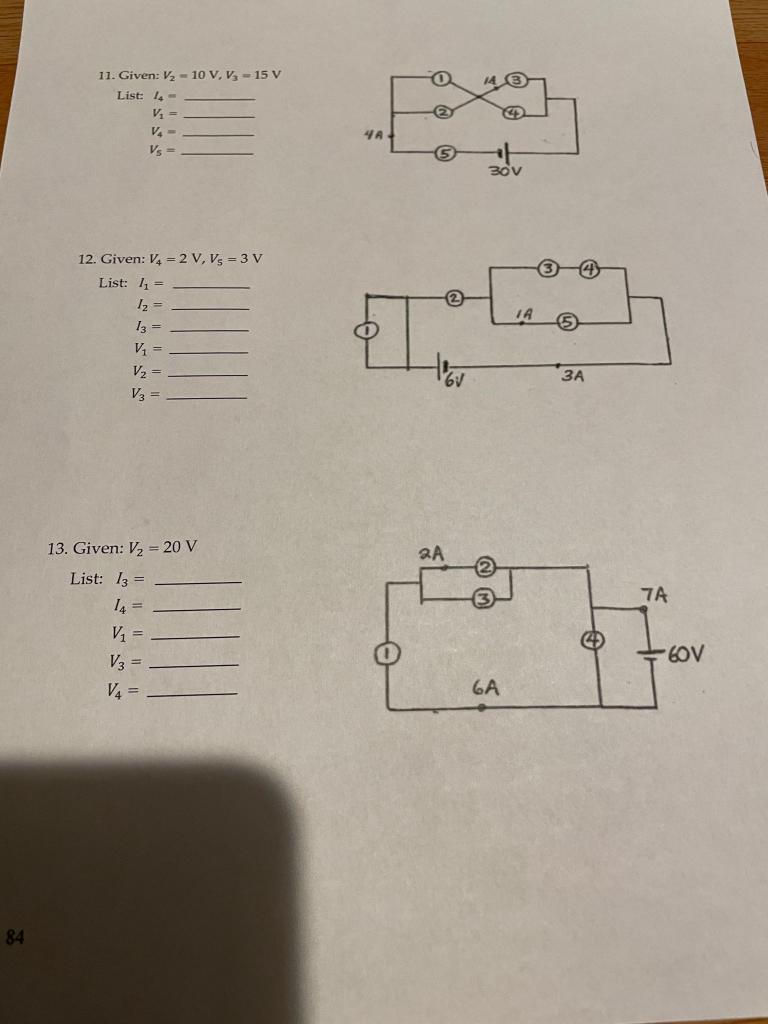 Solved O 11. Given: V2 - 10 V, V3 - 15 V List: 1 V = VA VS 5 | Chegg.com