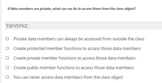 Solved If data members are private, what can we do to access | Chegg.com