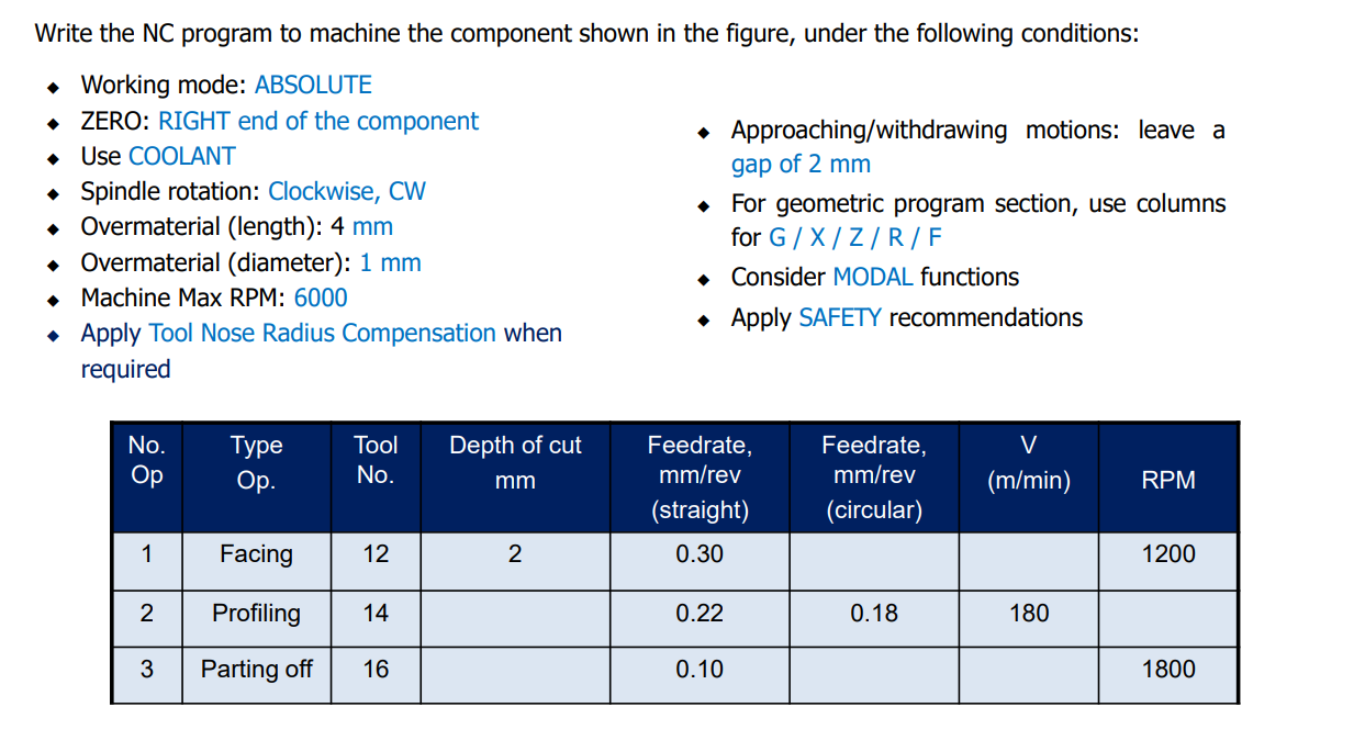 Solved Write The Nc Program To Machine The Component Shown 0594