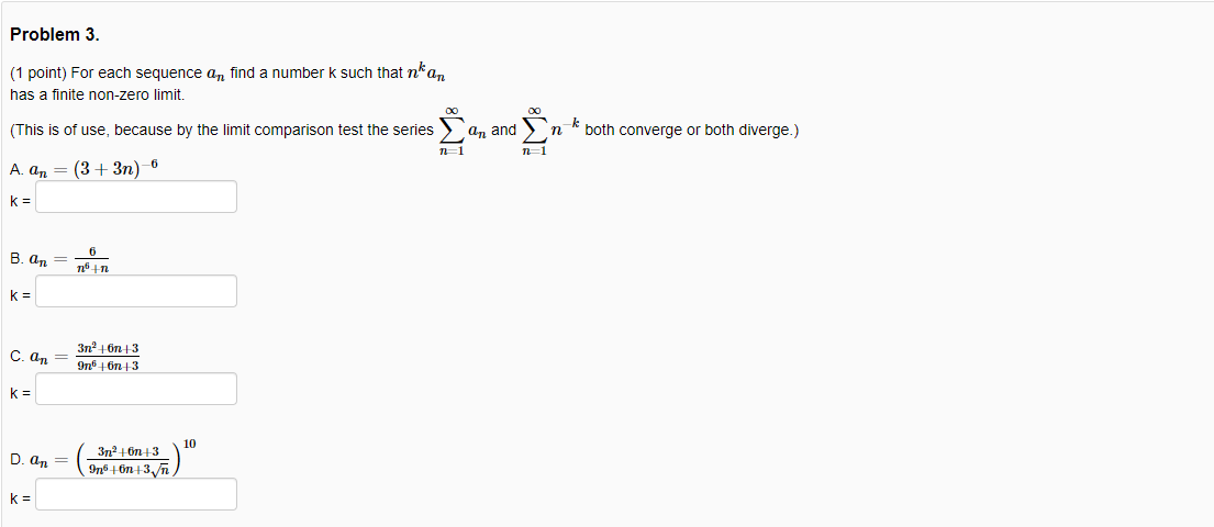 Solved Problem 3. number k such that nkan (1 point) For each | Chegg.com
