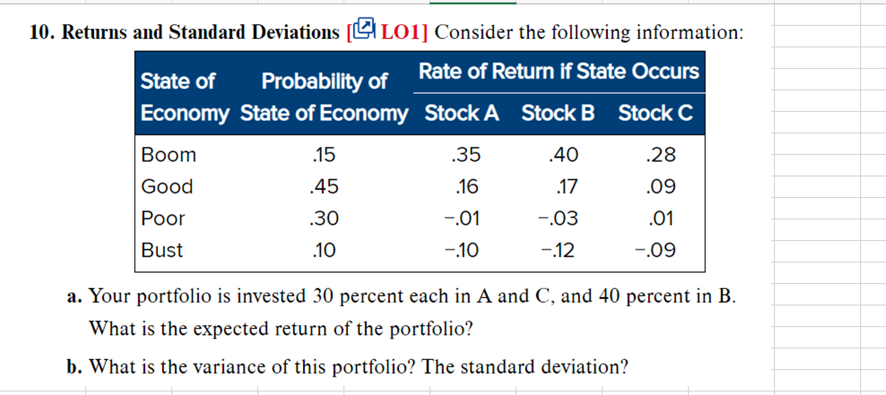 Solved 10. Returns and Standard Deviations [미 LO1] Consider | Chegg.com