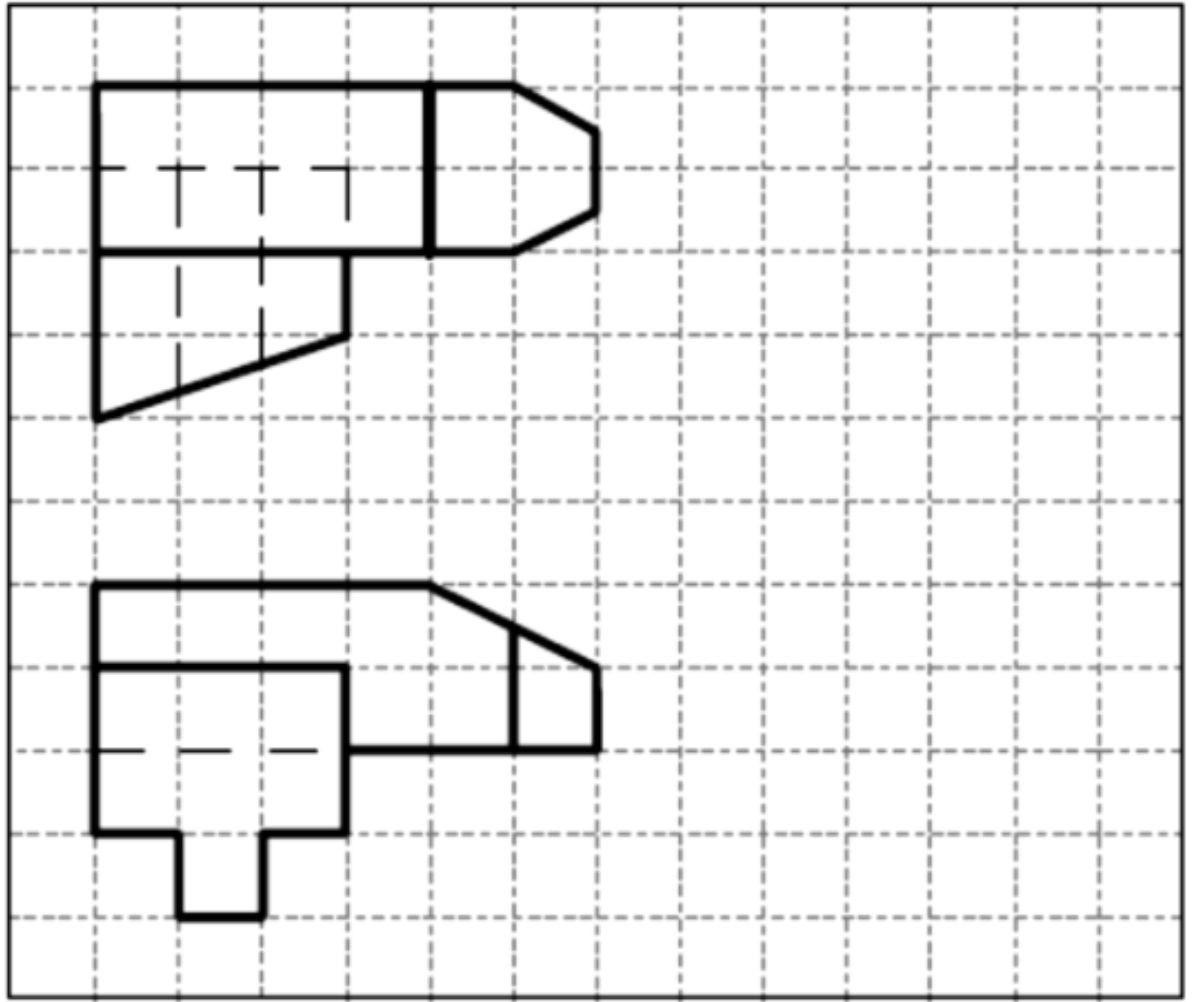 Solved How do i draw this in side view? Each square is 1/5 | Chegg.com