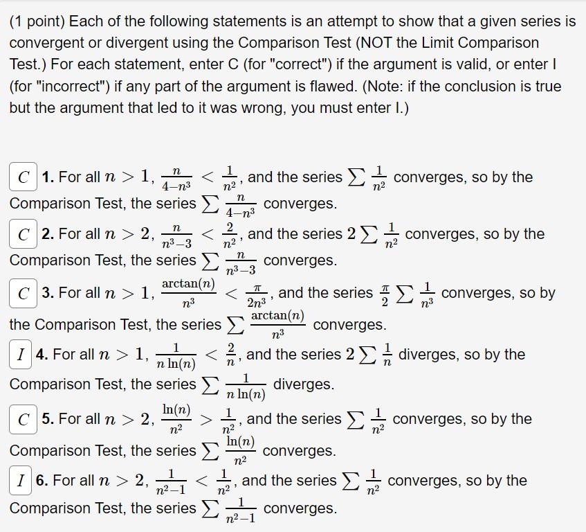Solved (1 point) Each of the following statements is an | Chegg.com