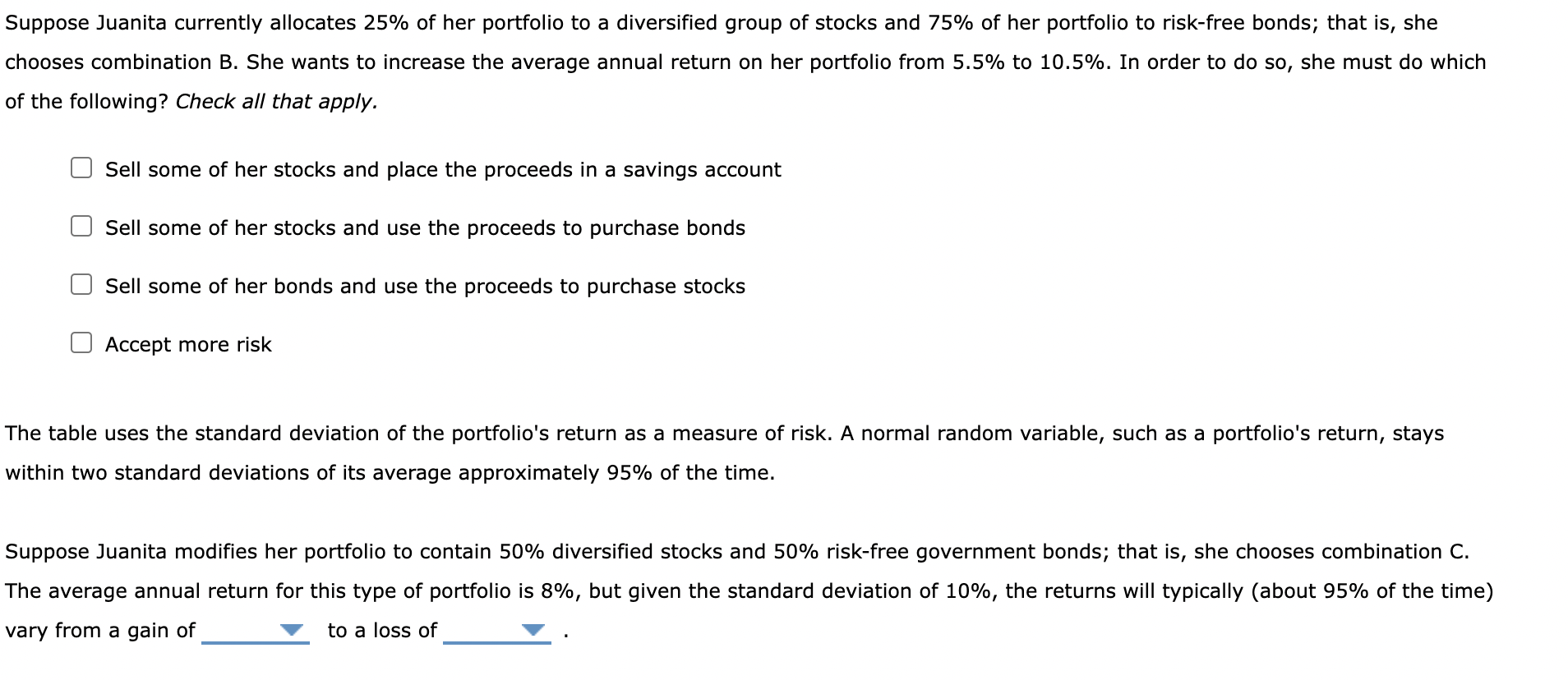 Solved Suppose Juanita is choosing how to allocate her | Chegg.com