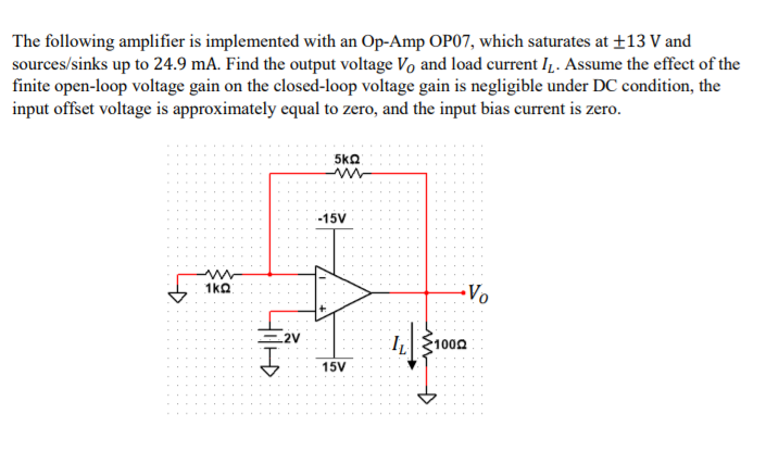 Solved The following amplifier is implemented with an Op-Amp | Chegg.com