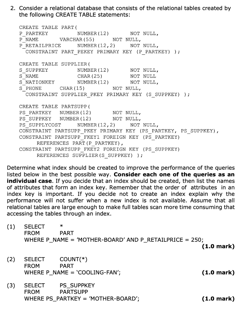 Solved 2. Consider a relational database that consists of | Chegg.com