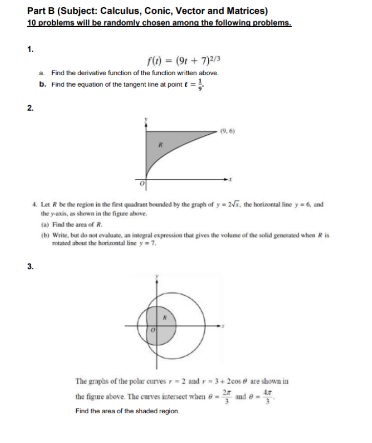 Solved Part B (Subject: Calculus, Conic, Vector and | Chegg.com