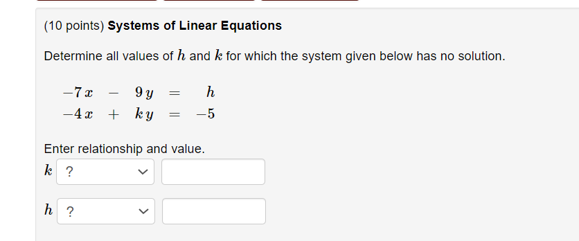 Solved (10 points) Systems of Linear Equations Determine all | Chegg.com