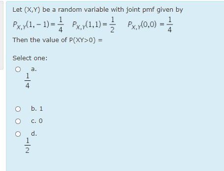 Solved Let (X,Y) be a random variable with joint pmf given | Chegg.com