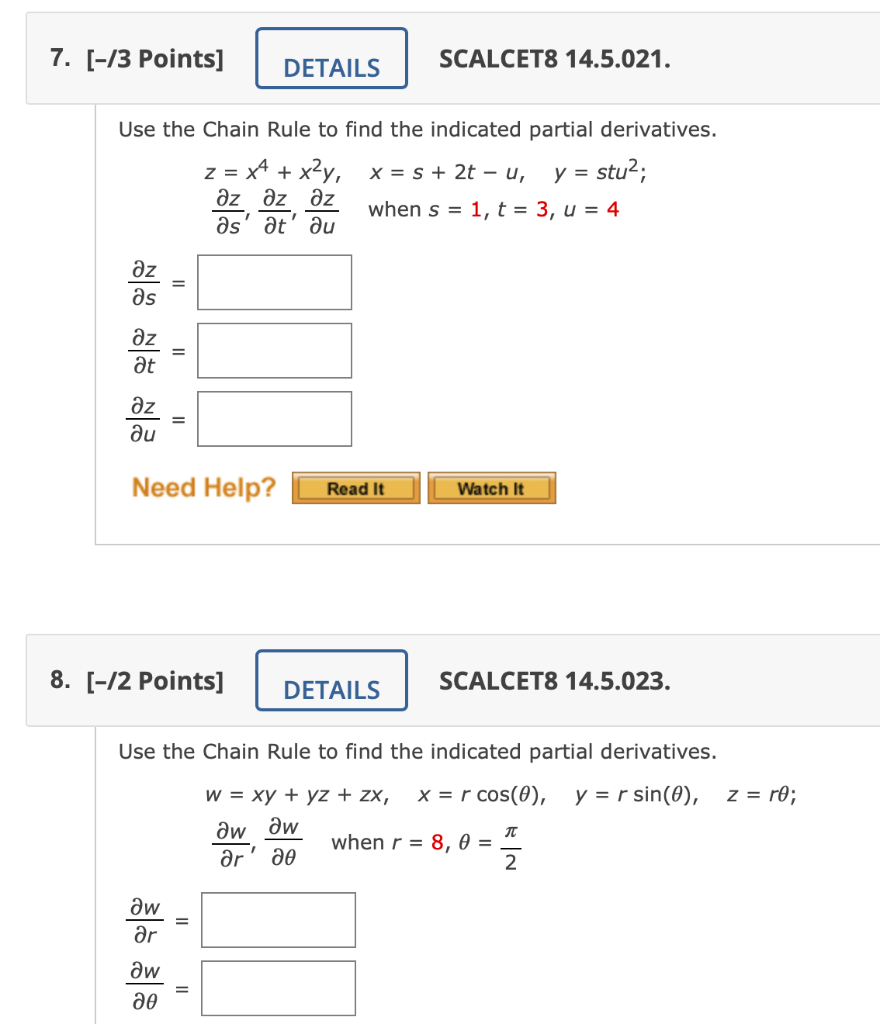 Solved 7. [-73 Points] DETAILS SCALCET8 14.5.021. Use the | Chegg.com