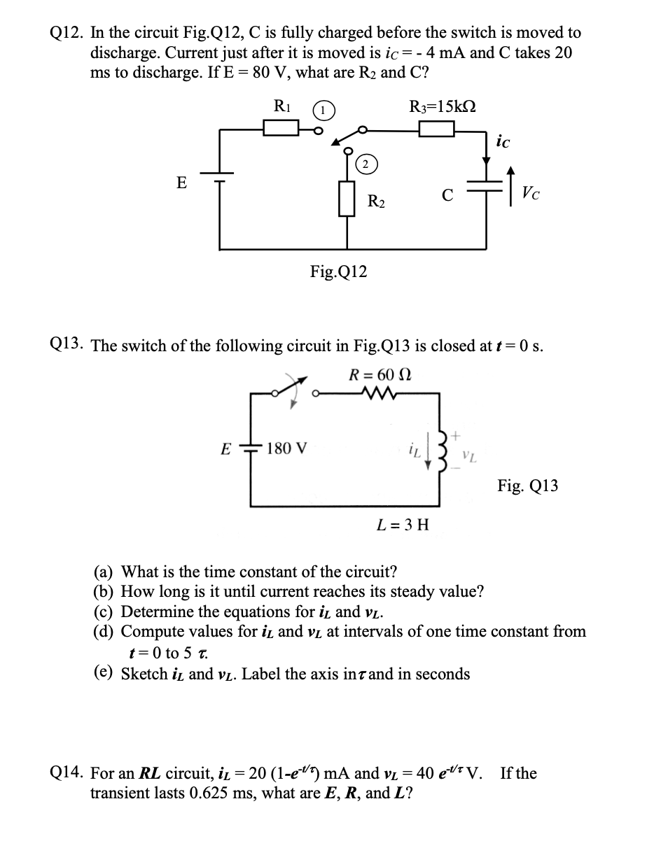 Solved Q12. In the circuit Fig.Q12, C is fully charged | Chegg.com