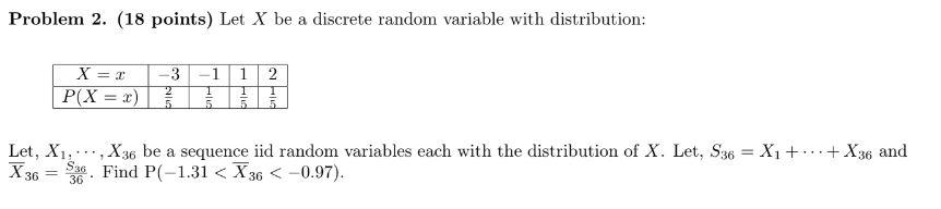 Solved Problem 2. (18 points) Let X be a discrete random | Chegg.com