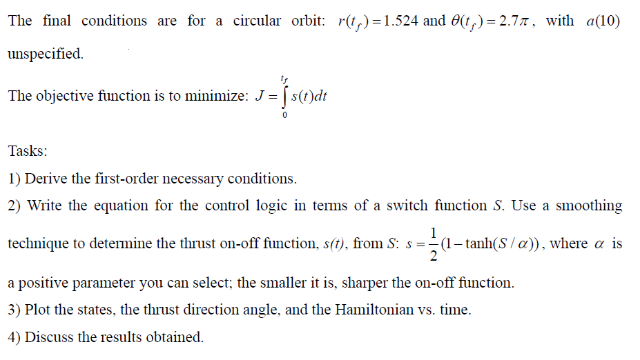 Solved 4 A Planar Low Thrust Trajectory Optimization