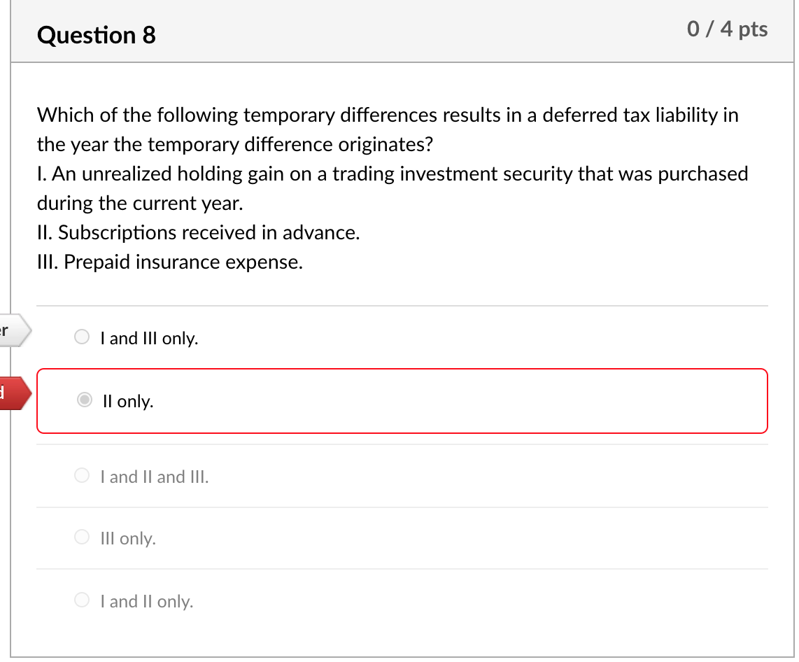 Solved Question 8 0 / 4 pts Which of the following temporary | Chegg.com