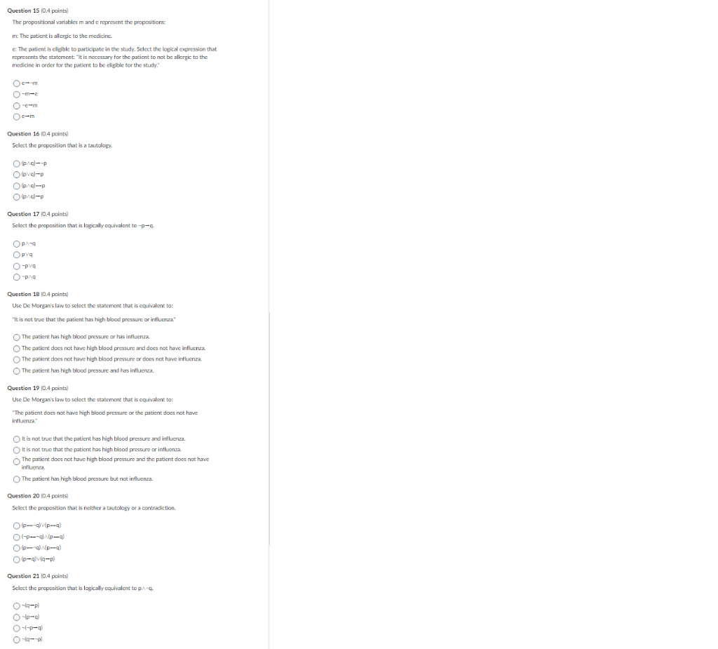Solved Question 15 04 Points The Propositional Variables 