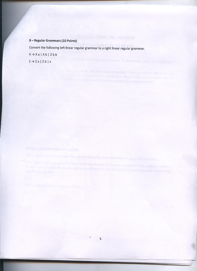 (1) Axiomatic semantics I (15 points) Compute the | Chegg.com