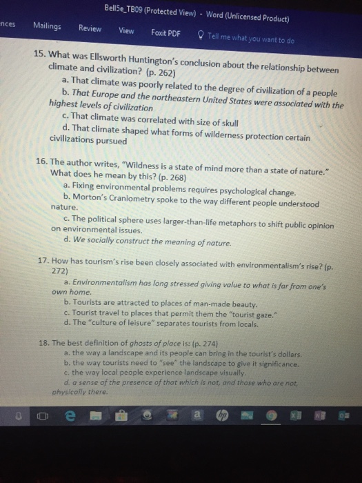 Solved Bell5e_TBO9 (Protected View) - Word (Unlicensed | Chegg.com