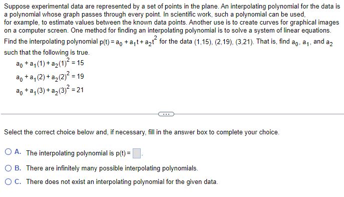 Solved Suppose experimental data are represented by a set of | Chegg.com