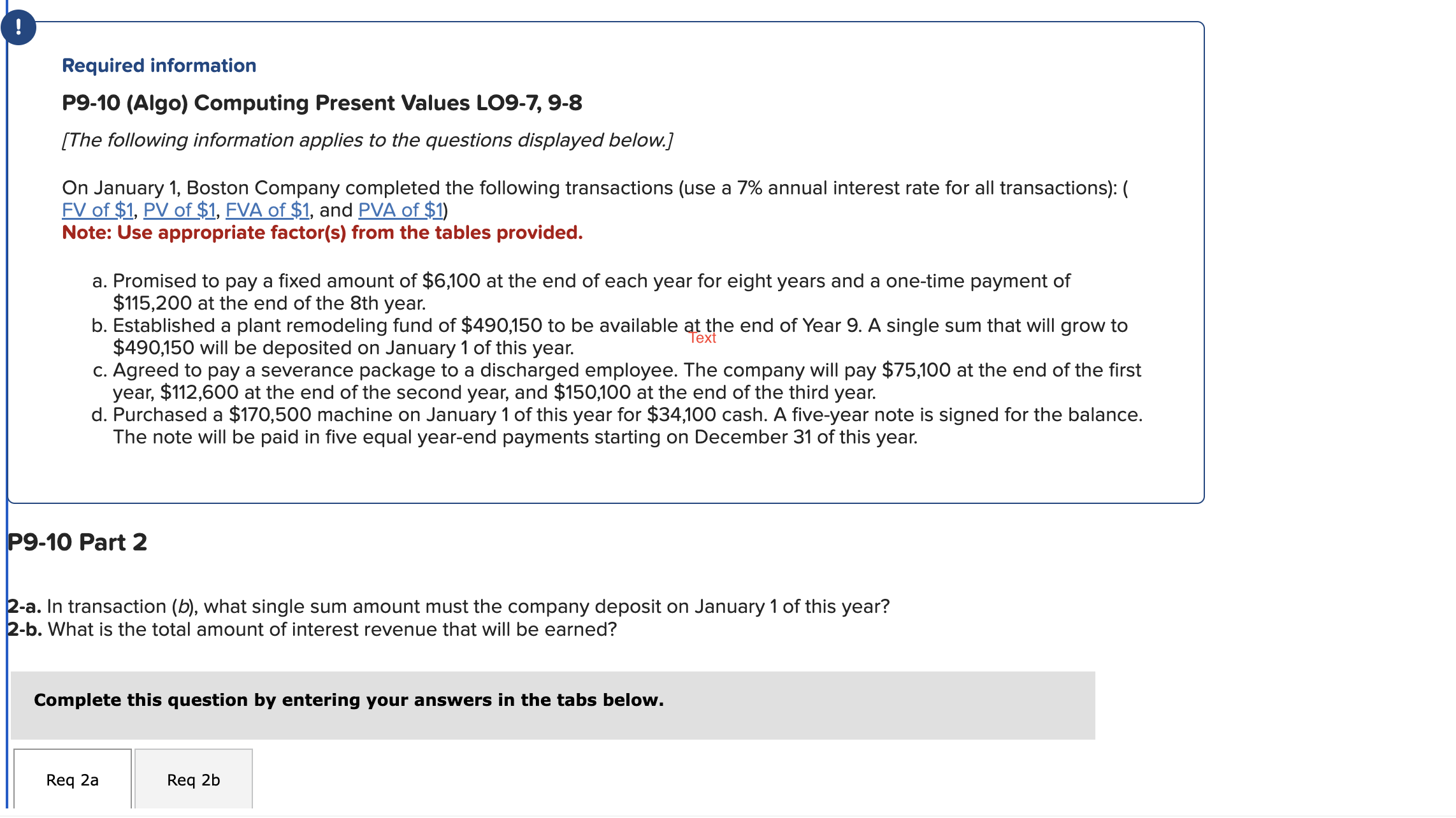 Solved Required information P9-10 (Algo) Computing Present | Chegg.com