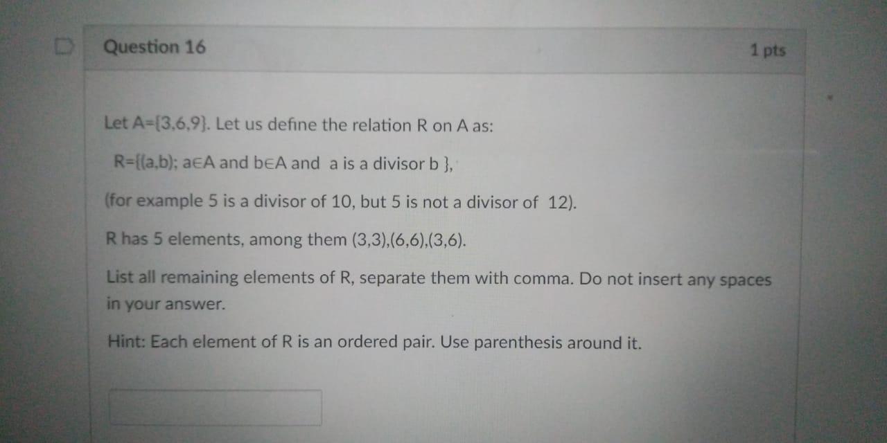Solved Let A={3,6,9}. Let us define the relation R on A as: | Chegg.com