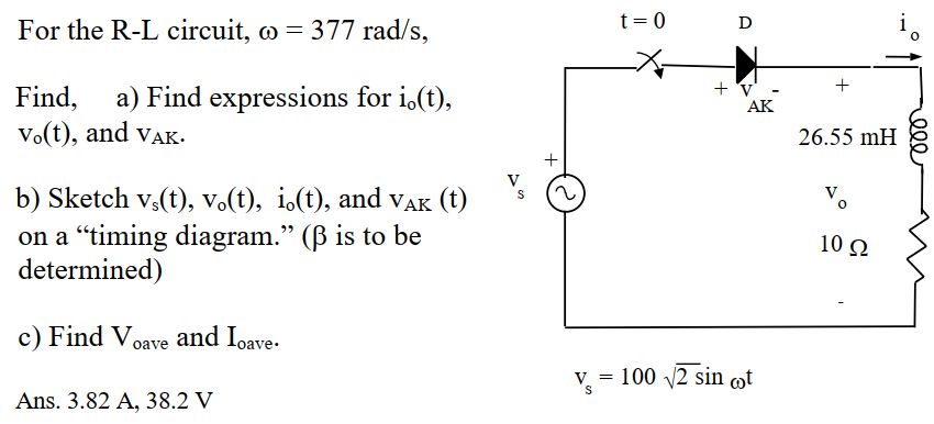 Solved For the R-L circuit, ω=377rad/s, Find, a) Find | Chegg.com