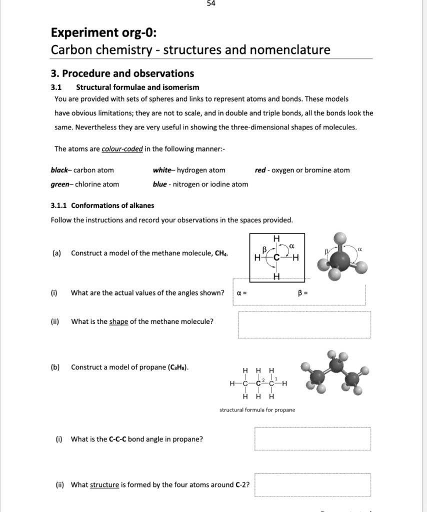 Solved Experiment org-0: Carbon chemistry - structures and | Chegg.com