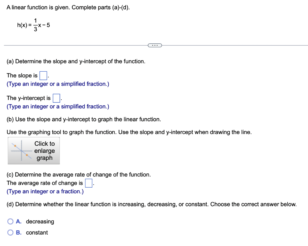 Solved A linear function is given. Complete parts (a)-(d). | Chegg.com