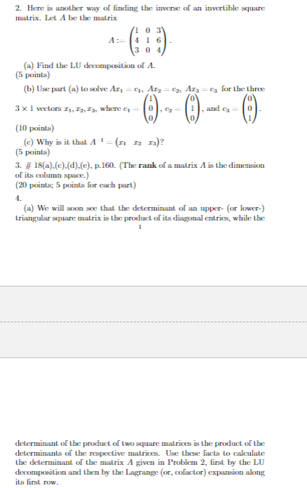 Solved Here is another way of finding the inverse of an | Chegg.com