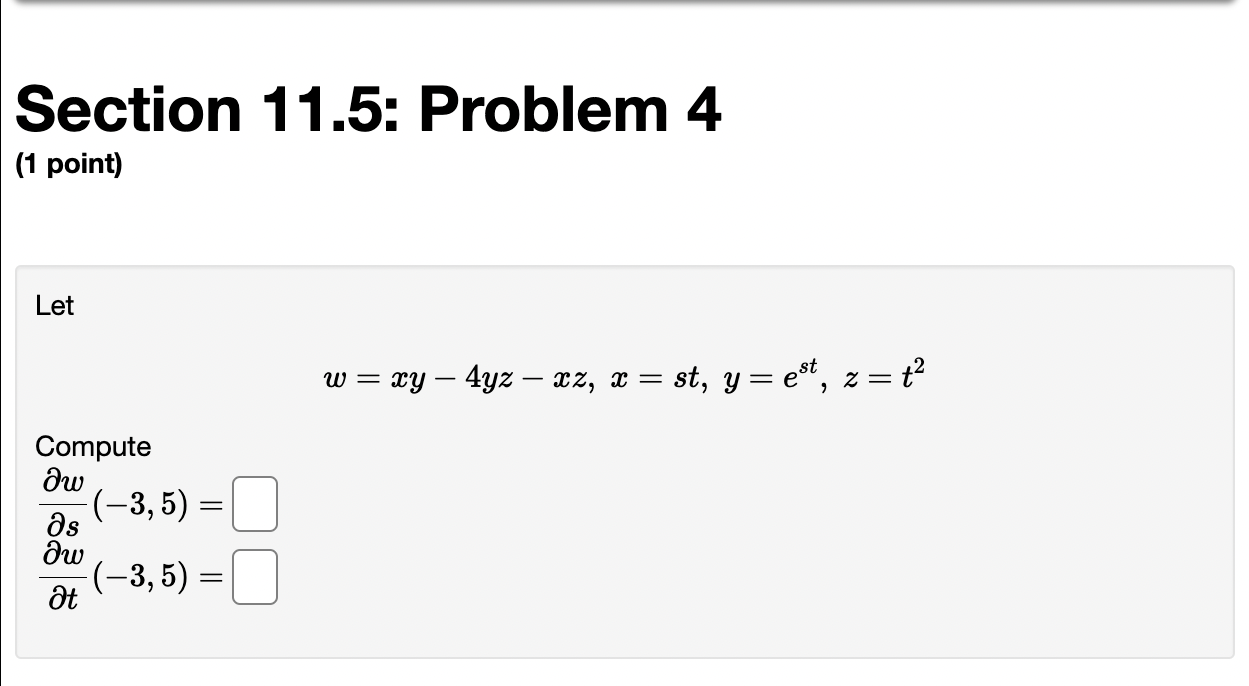 Solved Section 11.5: Problem 4 (1 point) Let | Chegg.com Solved Section 11.5: Problem 4 (1 point) Let | Chegg.com