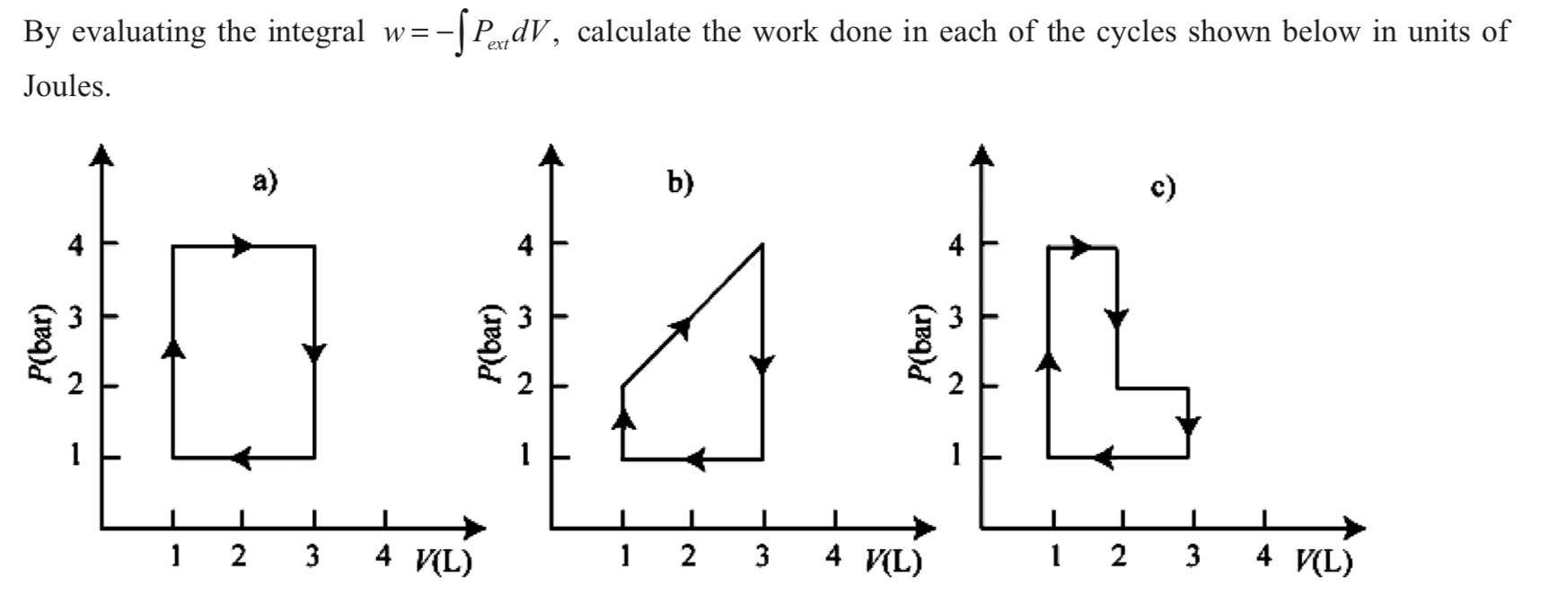 Solved By evaluating the integral w= --SPedV, calculate the | Chegg.com