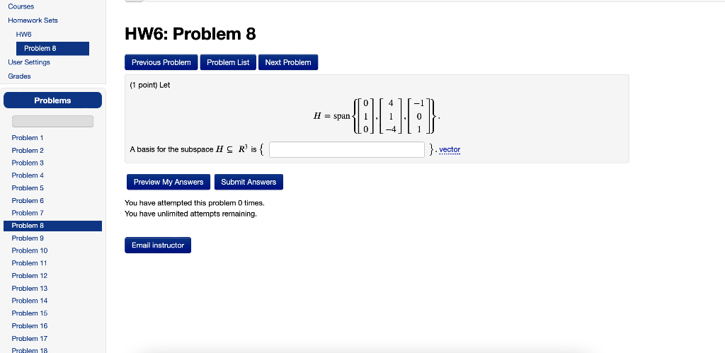 Solved Courses Homework Sets HW6 Problem 8 User Settings | Chegg.com
