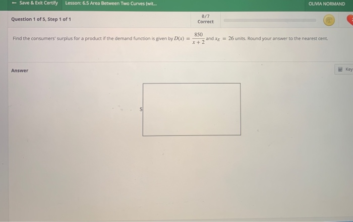 Solved - Save & Ext Certify Lesson: 65 Area Between Two | Chegg.com