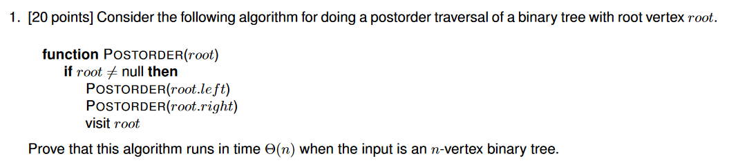 1. [20 points] Consider the following algorithm for | Chegg.com