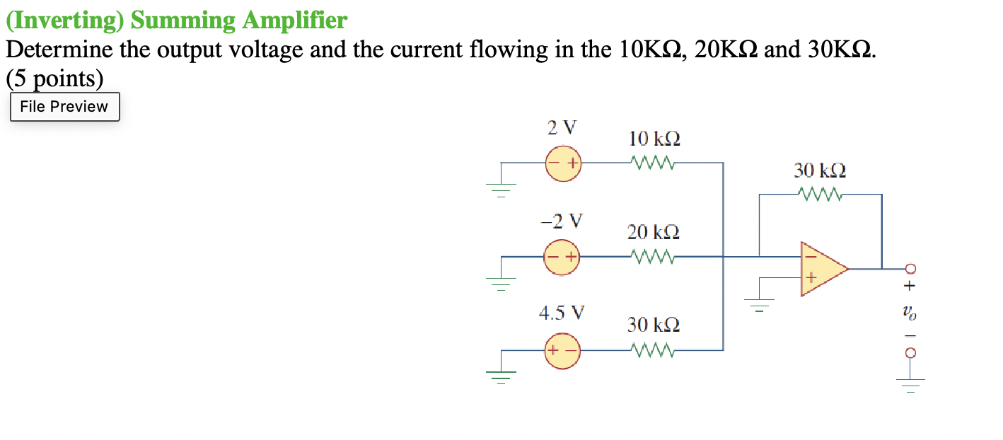 Solved (Inverting) ﻿Summing AmplifierDetermine the output | Chegg.com
