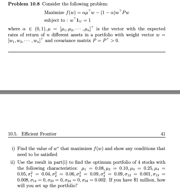 Problem 10.8 Consider the following problem: | Chegg.com