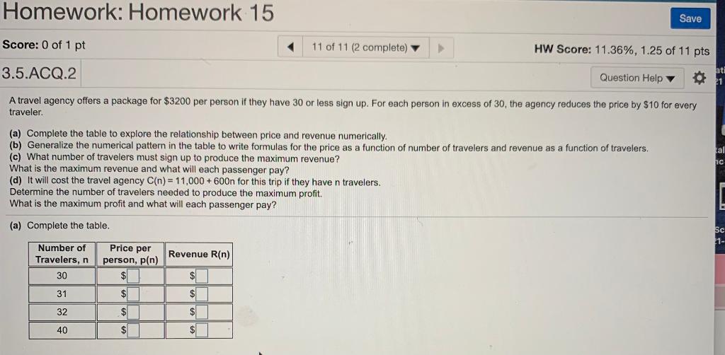Solved Homework Homework 15 Save Score 0 Of 1 Pt 11 Of 11