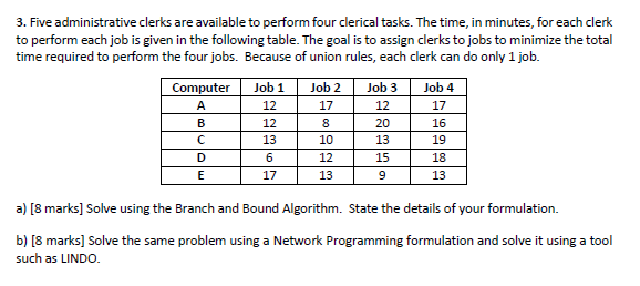 Solved Computer D is assigned to Job 1, Computer B is | Chegg.com