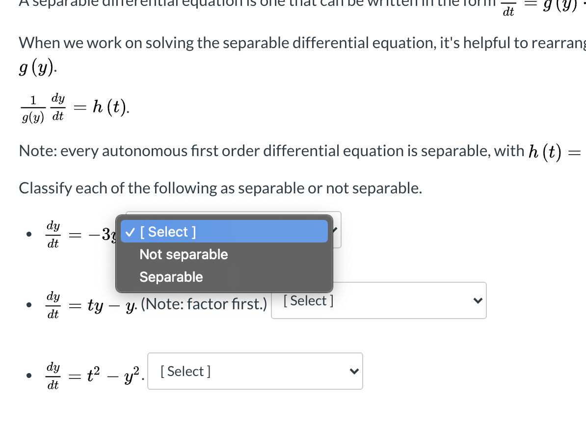 Solved A separable differential equation is one that can be | Chegg.com
