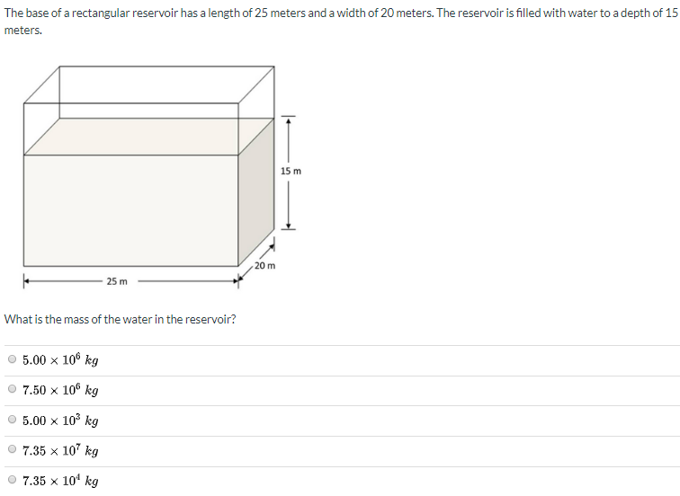 Solved The base of a rectangular reservoir has a length of | Chegg.com